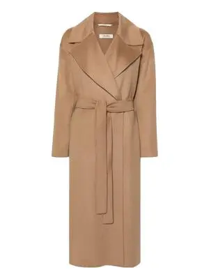 Max Mara Long Sleeve Belted Coat - Nude