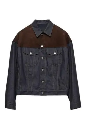 Prada Panelled Denim Jacket - Blue