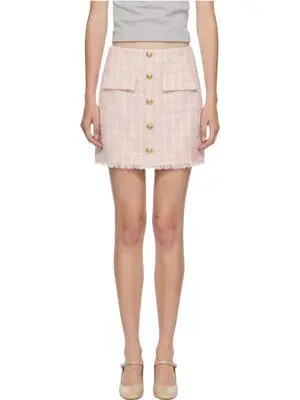 MARISSA CHIARA Gold Button Textured Skirt - Pink
