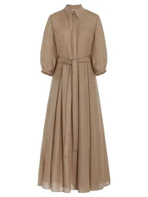 Gabriela Hearst Andy Belted Midi Shirt Dress - Brown