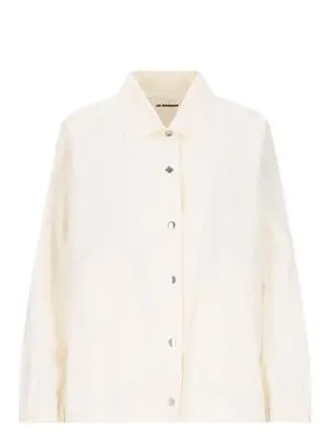JIL SANDER Logo-printed Textured Casual Jacket - White
