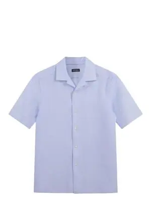 Zegna Lapel Short-sleeved Shirt - Blue