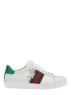 Gucci Gucci Ace Low-Top Sneakers With Cat Embroidery Multicolor