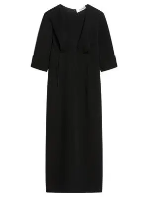 Sportmax Matte Satin Midi Dress With Short Sleeves - Black