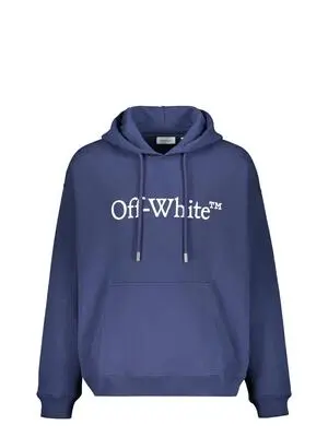 Off-White Logo Print Hoodie - Dark Blue