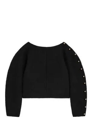 Celine Boatneck Knit Top In Cashmere And Wool - Black