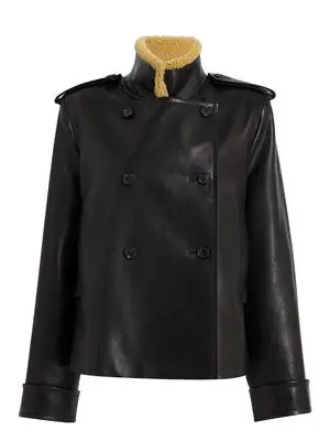 KHAITE Khaite Dean Belted Leather Jacket With Shearling Collar