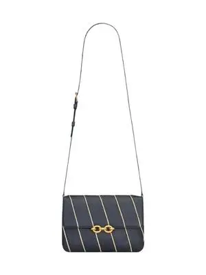 Saint Laurent Le Maillon Striped Satchel Bag - Black