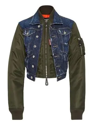 Dsquared2 Dark Aviator Hybrid Jean Jacket - Blue