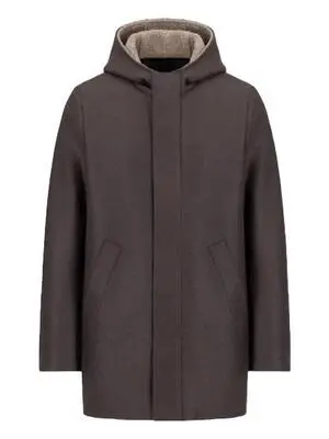 Harris Wharf London Hooded Funnel-neck Coat - Graphite Color