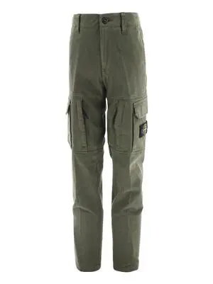 Stone Island Logo Straight Casual Pants - Olive Green
