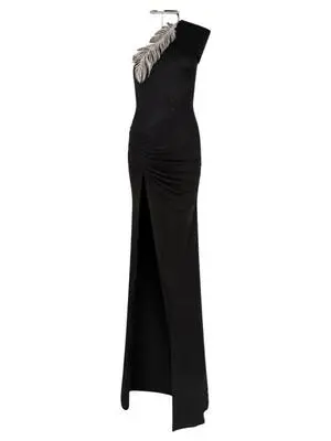 DAVID KOMA David Koma Crystal Feather One-Shoulder Gown