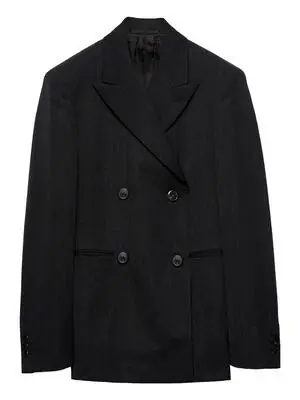 Prada Double-breasted Gabardine Jacket - Dark Gray