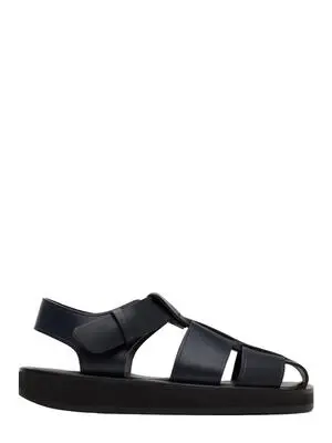 THE ROW Logo Flat Sandals - Black