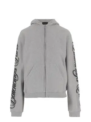 Balenciaga Cursive Zip-up Hoodie - Gray