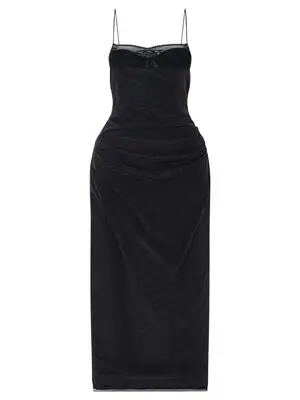 Magda Butrym Lace-trim Silk Satin Corset Midi Dress - Black