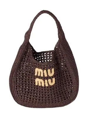MIU MIU Miu Miu Raffia-Effect Woven Hobo Bag