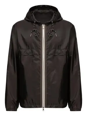 Moncler Moncler Logo Patch Hooded Zip-Up Jacket Black