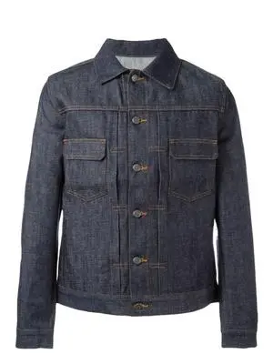 A.p.c. Indigo Denim Jacket With Button Closure And Cuffed Sleeves - Black