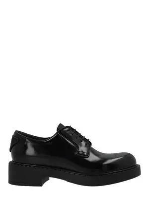Prada Smooth Leather Logo Derby - Black