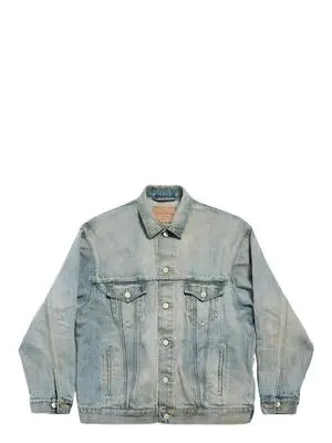 Balenciaga Regular Fit Denim Jacket With Embroidered Details - Gray