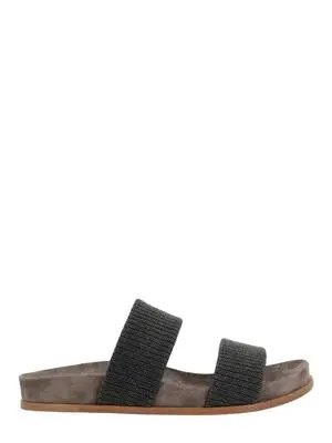 Brunello Cucinelli Embellished Strap Slides - Black