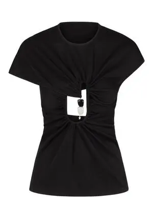Christopher Esber Pleated T-shirt With Cut-out Detail - Black