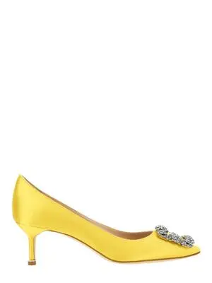 Manolo Blahnik Hangisi Embellished Satin Pumps - Yellow