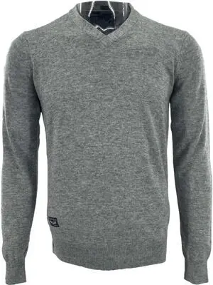 Emporio Armani V-neck Long Sleeve Sweater - Gray