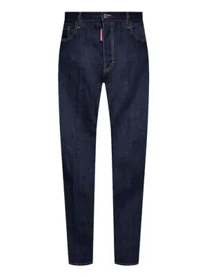 Dsquared2 Logo Patch Straight Leg Jeans - Black