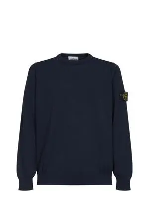 Stone Island Logo Patch Knitted Sweater - Blue