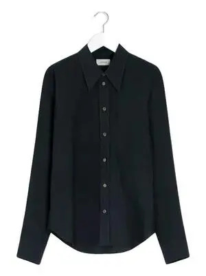 LEMAIRE Pointed Collar Poplin Shirt - Squid Ink