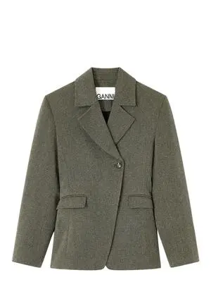 GANNI Mouline Blazer - Green