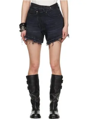 R13 Belt Loop Denim Shorts - Black