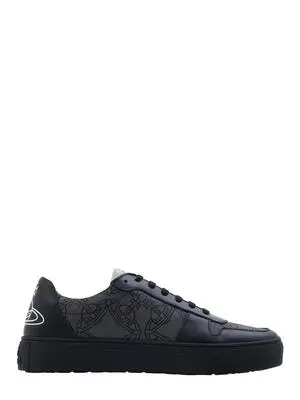 VIVIENNE WESTWOOD Orb-print Leather Sneakers - Black