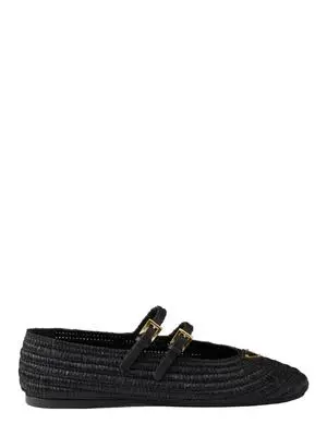 Prada Woven Double-strap Ballet Flats - Black