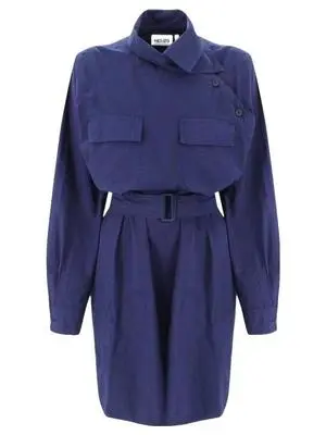 Kenzo Belted Shirtdress With Chest Pockets - Blue