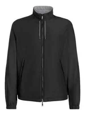 Zegna Zipped Stand Collar Jacket - Black/gray