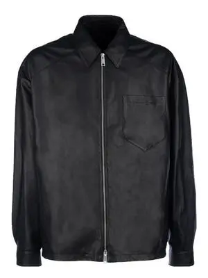 Prada Leather Zip-up Jacket - Black