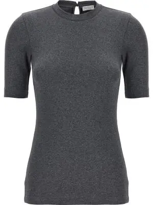 Brunello Cucinelli Crewneck Short-sleeve Top - Black