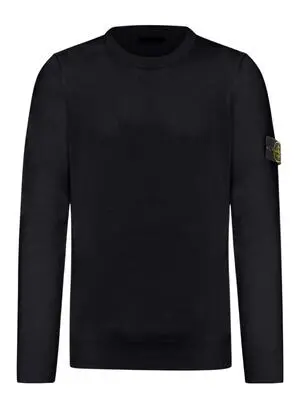 Stone Island Crew Neck Knitted Sweater - Black