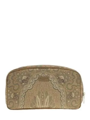 Etro Graphic Pattern Zipper Clutch - Light Brown