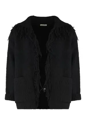 Dries Van Noten Fringed-detail Knitted Cardigan - Black