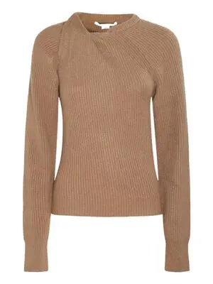 Stella McCartney Ribbed Knitted Long Sleeved Jumper With Knot Detailing - Brown