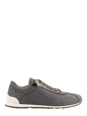 Brunello Cucinelli Lace-up Flannel Sneakers - Black