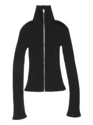 Acne Studios Zip-up High-neck Ribbed Cardigan - Black