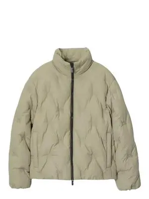 BURBERRY Burberry Zip-Up Quilted Down Jacket With Embroidered Equestrian Knight Pattern