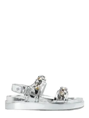 Tory Burch Kira Embellished Platform Sandals - Silver