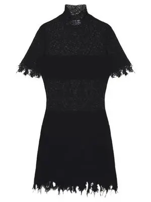 Alexander McQueen Lace High Neck Mini Dress - Black