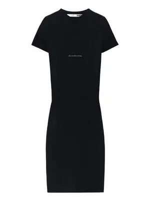 Alexander Wang Ribbed Logo Knit Mini Dress - Black